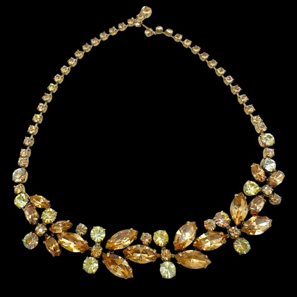 Regency | Jewelry | Vintage Regency Necklace Rhinestone Topaz Champagne ...